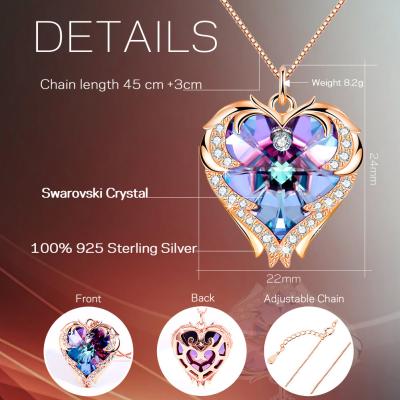 Cina pendente di forma del cuore di 8.2g 1.5ft Crystal Heart Necklace Slightly Askew in vendita