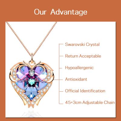 Cina pendente di forma del cuore di 8.2g 1.5ft Crystal Heart Necklace Slightly Askew in vendita