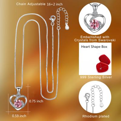 Cina 5A CZ Sterling Silver Heart Pendant Necklace in vendita