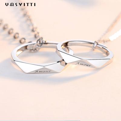 Cina collana d'argento solida di acciaio inossidabile di Ring Necklace 0.14oz di amore di 2mm 33ft in vendita