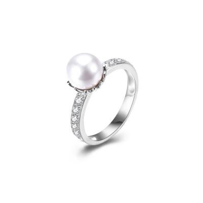 China 15.8mm ODM van 1,38 Gramparel Gevormd Diamond Ring Verloofde Sterling Silver Ring Te koop
