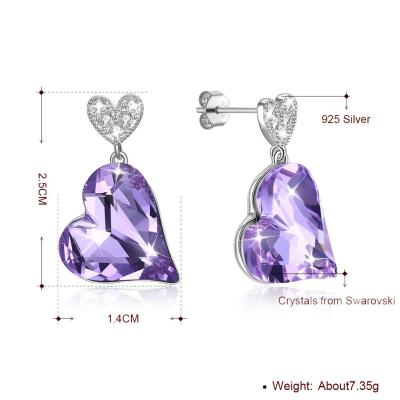 Cina 0.98x0.55in Sterling Silver Heart Earrings in vendita