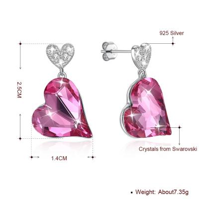 Cina 0.98x0.55in Sterling Silver Heart Earrings in vendita