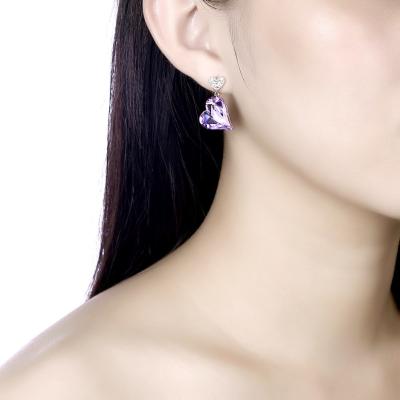 Cina 0.98x0.55in Sterling Silver Heart Earrings in vendita