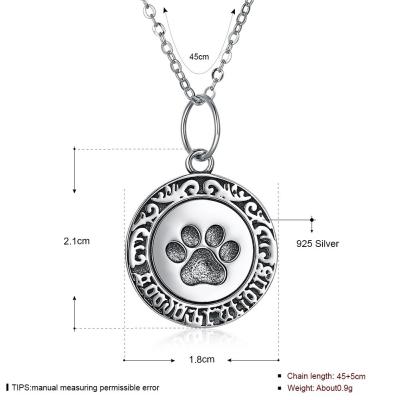 Cina collana d'argento di 16in 0.9g Paw Print Necklace Lovely 3A CZ 925 in vendita