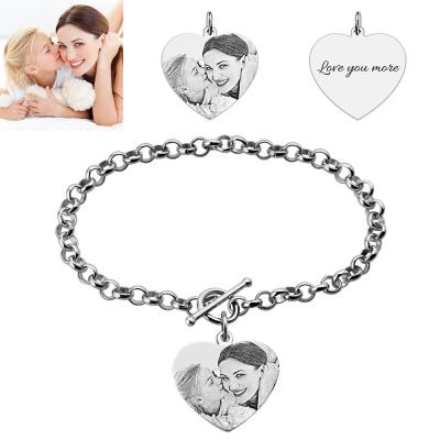 China 0.8X0.8IN 0.7oz Gepersonaliseerde de Armbanden unisex-s925 foto gegraveerde armband van de Fotocharme Te koop