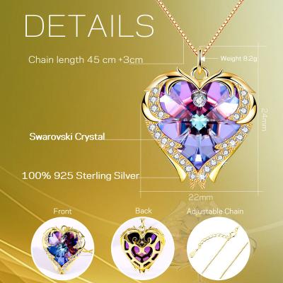 Cina Un grande del cuore oro di 8,2 della collana a 18 pollici di Austrian crystal della collana collane di Crystal Rose Gold Colorful Crystal Womens in vendita