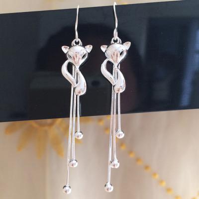 China 990 Sterling Silver Jewelry Earrings 7.1cm 0.19oz snakken de Oorringen van de Leeswijzerdaling Te koop