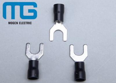 China SV3.5 copper electrical spade Insulated Wire Terminals Tin plated TU-JTK black color PVC for sale