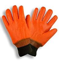 China Superior Durability PVC Work Gloves , Orange Color Waterproof Work Gloves for sale