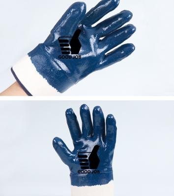 China Blauwe van de de Handschoenen Vaste Greep van het Kleurennitril Ondergedompelde Werk van het de Veiligheidsmanchet Hoge de Schuringsweerstand Te koop