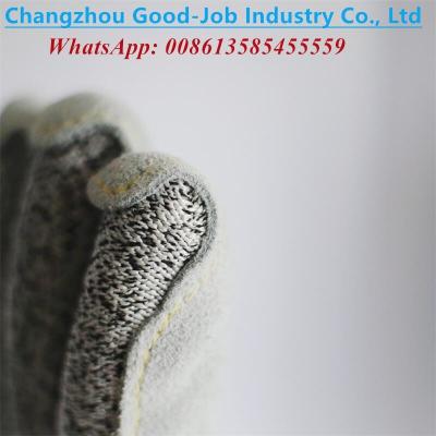 China 13G vinger Behandeld van de het Bewijs Werkend Hand van de Besnoeiings Bestand HPPE Besnoeiing de Handschoenenniveau 5 het Lassenhandschoenen van het Koe Gespleten Leer Te koop