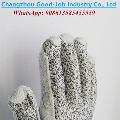 China 13G vinger Behandeld van de het Bewijs Werkend Hand van de Besnoeiings Bestand HPPE Besnoeiing de Handschoenenniveau 5 het Lassenhandschoenen van het Koe Gespleten Leer Te koop