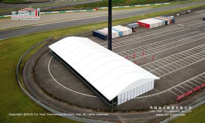 China Liri white solid plasic panel sidewall 15x40m Arcum Tent for Ferrari Challenge Racing in Japan 2019 for sale
