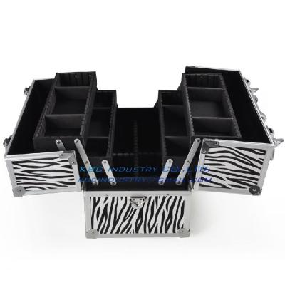 China Zebra chave da jóia do fechamento das pro bandejas de alumínio do armazenamento do trem do cabeleireiro da caixa do exemplo do cabeleireiro à venda