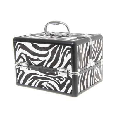 China Makeup Cosmetic Aluminum Storage Case Lockable Box W/ 4 Trays for sale