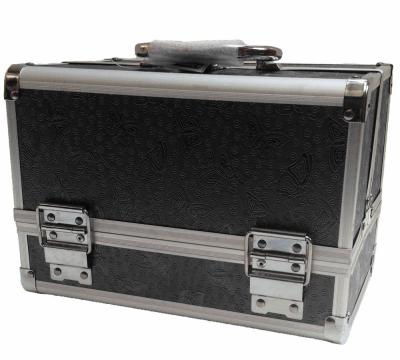 China Black Aluminium Rose Beauty Box Cosmetic Make Up Vanity Salon Case Storage Bag for sale