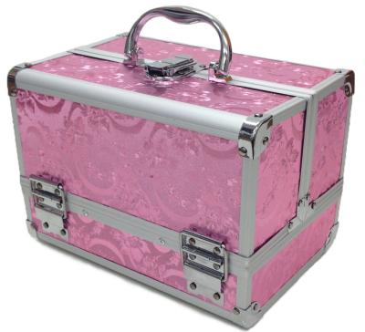 China Pink Aluminium Rose Beauty Box Cosmetic Make Up Vanity Salon Case Storage Bag for sale