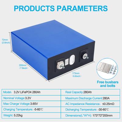 China LiFePO4 Lithium Battery Custom 3.2V 100AH 200AH 280AH 400AH Prismatic Grade A Lithium Battery Cells For EV/Solar System for sale
