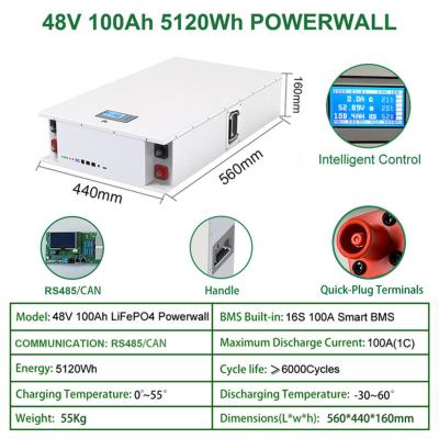 China LiFePO4 Lithium Battery Powerwall Off Grid Home Solar 48V 100AH 200AH 5KW 10KW for sale