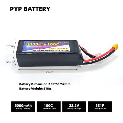 China 6000mAh 6S 22.2V 100C Drone Battery for UAV and FPV Applications with High Energy Density for sale