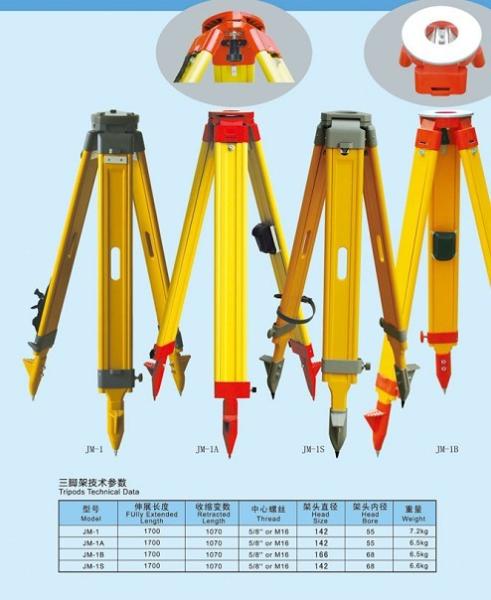 Durable Wooden tripod for Total Station, Automatic Level, GPS with Red Color