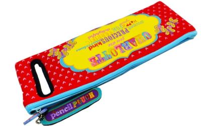 China Zippered Textile Neoprene Pencil Case With Colorful Printing For Kids for sale