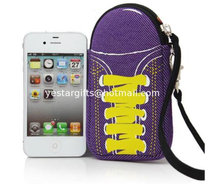 China Soft Purple Neoprene Phone Case With Wrist Strap , Special Shoes Design for sale