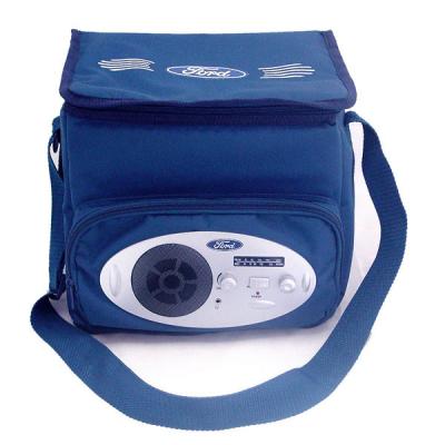 China Blue 600D Polyester Radio Cooler Bag With Adjustable Shoulder Strap for sale