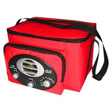 China Red Outdoor waterproof Radio food Cooler bag with speaker square shape for sale