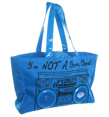 China Retro Blue PVC Boombox Radio Cooler Bag with Working Speakers for sale