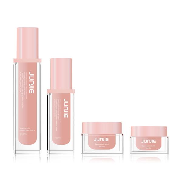 Quality Screen Printing Square Acrylic Bottles Light Pink Perfume Bottle 50ml 100ml For Skin Care Products for sale