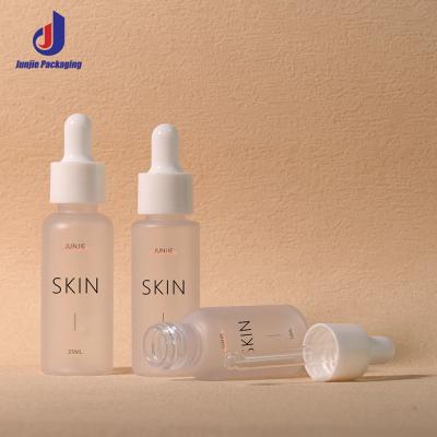 China PET Frosted Dropper Bottle Transparent Dropper Serum Bottle 20ml 25ml 35ml For Skincare for sale