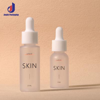 China PET Frosted Dropper Bottle Transparent Dropper Serum Bottle 20ml 25ml 35ml For Skincare for sale