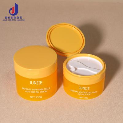 China Custom Luxury Plastic Jar with Flip Top Lid 100g 150g PP Cream Jar Wholesale Empty Cream Jar with Spoon for sale