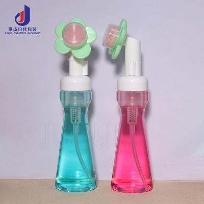 China Plastic Foam 200ml Luxury Surface Pet Face Cleanser Liquid Foaming Mousse Pump Bottle Transparent Foam Bottle for sale