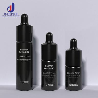 Cina Packaging per la cura della pelle in plastica di lusso con logo personalizzato 30 ml 60 ml 1 oz Flacone contagocce nero per siero viso opaco e olio essenziale in vendita