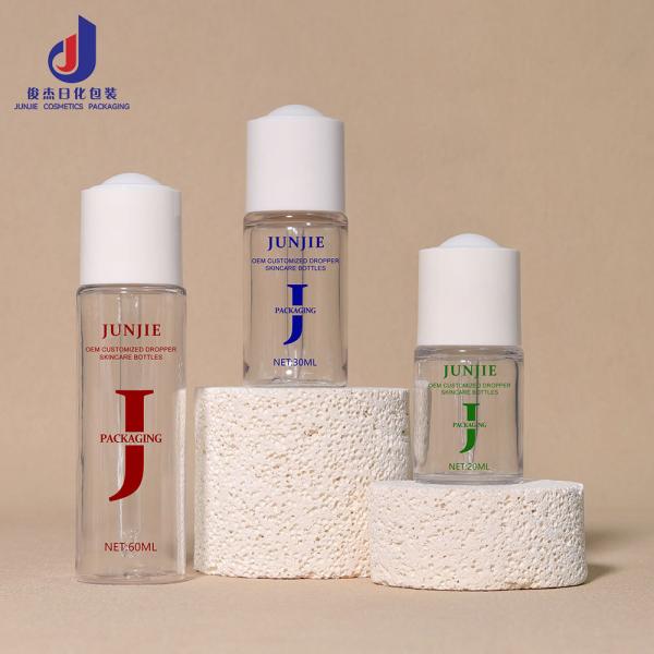 Quality Luxury Skincare Packaging Empty Round 20ml 30ml 50ml Cream Cosmetic Plastic Jar Toner Lotion Pump Body Oil Dropper Bottle for sale