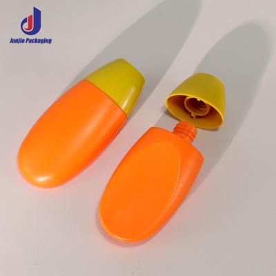China Sunscreen Empty Bottle Packaging 50ml Custom Customized Color Flat Oval Squeeze High Quality Foundation Bottle 50ml Can Custom for sale