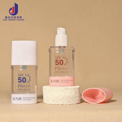 China Factory Wholesale Custom Logo 30ml Oval AS Plastic Airless Lotion Pump Bottle Empty Sunscreen Cream Cosmetic Packaging OEM ODM for sale