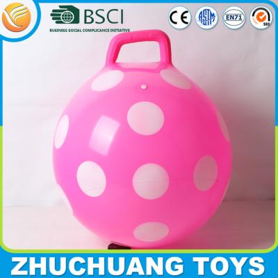 China dot print inflatable bounce handle ball for kids for sale