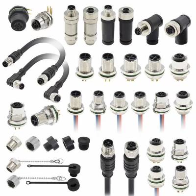 China M12 Series Circular Connector Male Plug 5pin rear screw Panel mounting M16*1.5 PG9 for sale