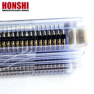 China Female Pogo Pin Connector 6P Gold Plated H2.5 Dip Type Brass Contact For PCB High Current for sale