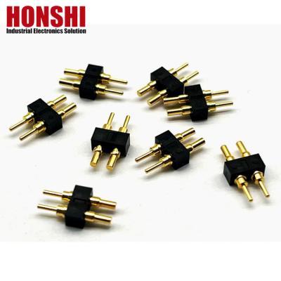 China Female Pogo Pin Connector 6P Gold Plated H2.5 Dip Type Brass Contact For PCB High Current for sale