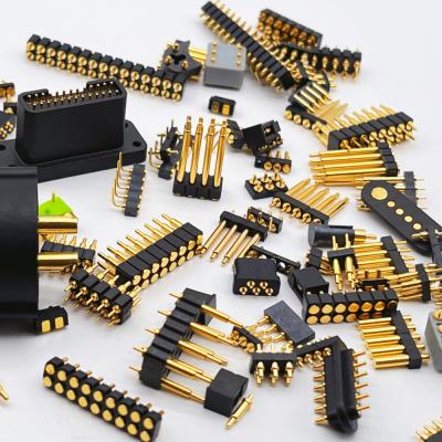 China Female Pogo Pin Connector 6P Gold Plated H2.5 Dip Type Brass Contact For PCB High Current for sale