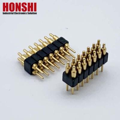 China Female Pogo Pin Connector 6P Gold Plated H2.5 Dip Type Brass Contact For PCB High Current for sale