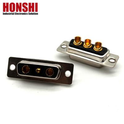 China 3V3 30A Solder Type Male D Sub Connector With Brass Gold Plated Contact Material for sale