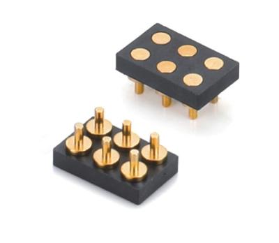 China 2.54mm Pitch Feminino 6 pin PCB Conector de Primavera Carregado Pogo Pin Connector Tipo Smt à venda
