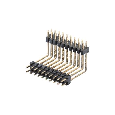 China 2.0mm Pitch H2.0mm Single Row Pin Header Connector 1 - 40 Pin Right Angle Dip for sale