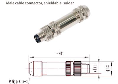 China M8 IP67 Circular Connector Male Shield Plug 3 4 5 6 8 Pin Assembly Type Connector for sale